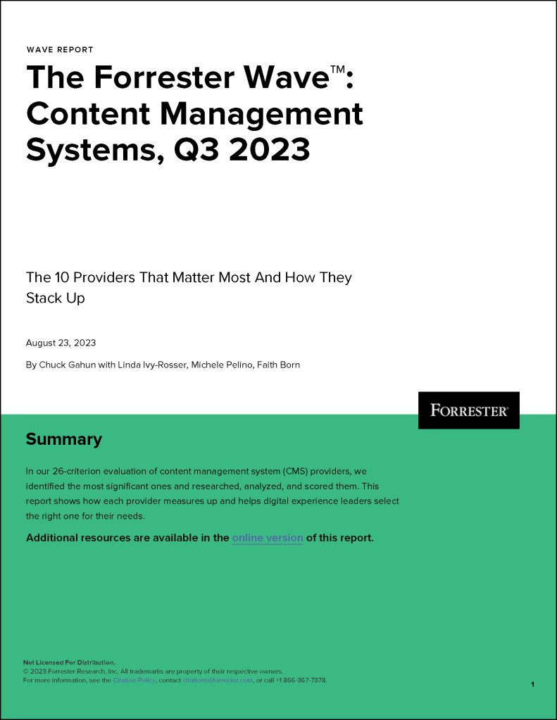 The Forrester Wave™: Content Management Systems, Q3 2023 | WordPress VIP